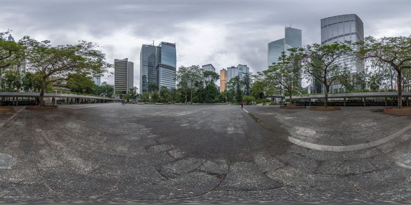 Urban Landscape: A Fisheye View of an Intersection in the City HDRi ...