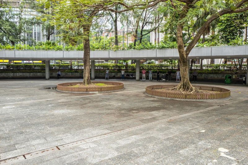 Urban Park in City with Architectural Structures HDRi Maps and Backplates