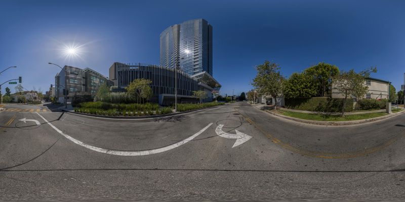 Urban Road Intersection in Downtown Los Angeles HDRi Maps and Backplates