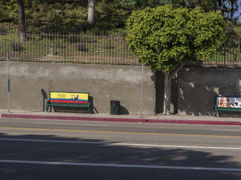 Urban Scene in Los Angeles Park with Benches HDRi Maps and Backplates