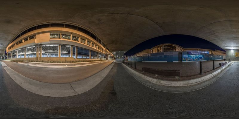Urban Underpass at Night: A Bridge of Lights HDRi Maps and Backplates