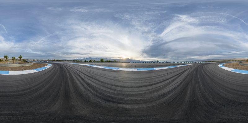 USA at Dawn: An Empty Highway on the Race Track HDRi Maps and Backplates
