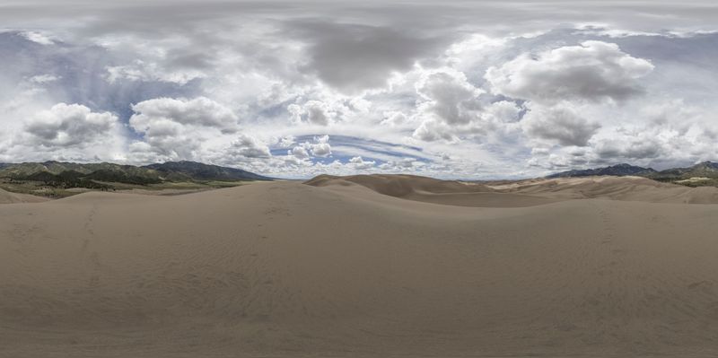 USA's Desert Dunes: Grey Sky and Mountain Backdrop HDRi Maps and Backplates