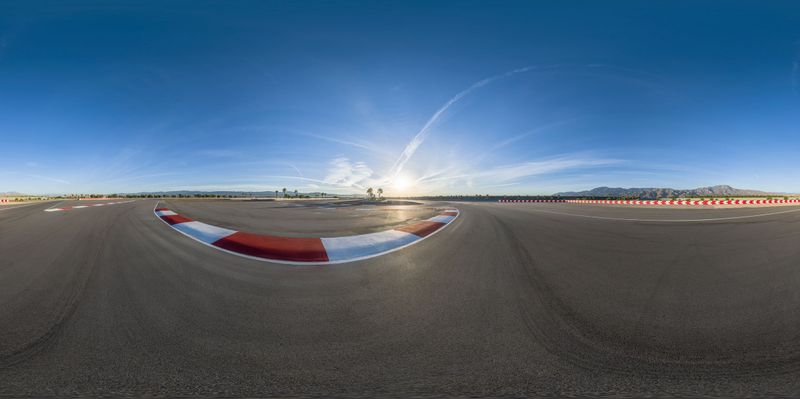 USA Race Track: Dawn Sunshine and Thrilling Curves HDRi Maps and Backplates