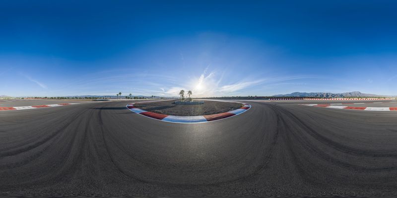 USA Race Track: A Sunny Day on the Asphalt Road HDRi Maps and Backplates