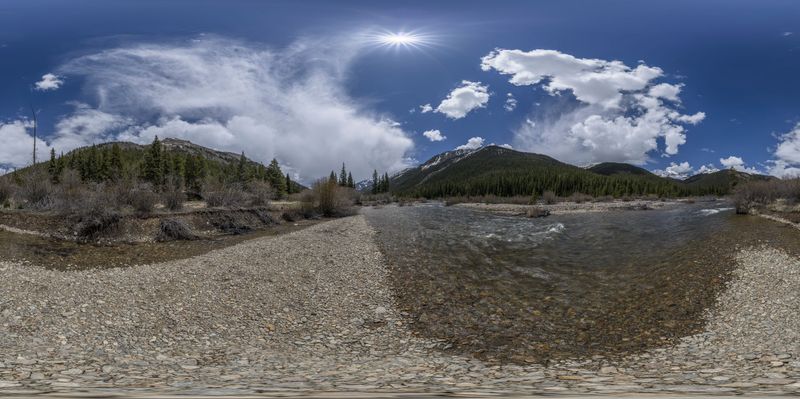 USA River in Open Space: A Natural Landscape HDRi Maps and Backplates