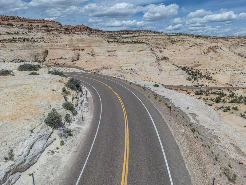Utah Aerial View: Straight Road in Rural Landscape HDRi Maps and Backplates