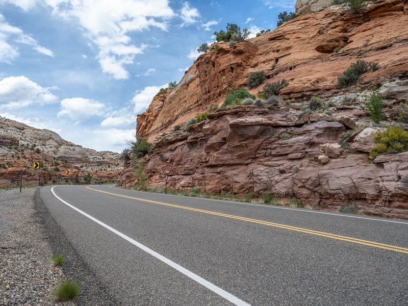 Utah Asphalt Road Landscape on a Beautiful Day HDRi Maps and Backplates