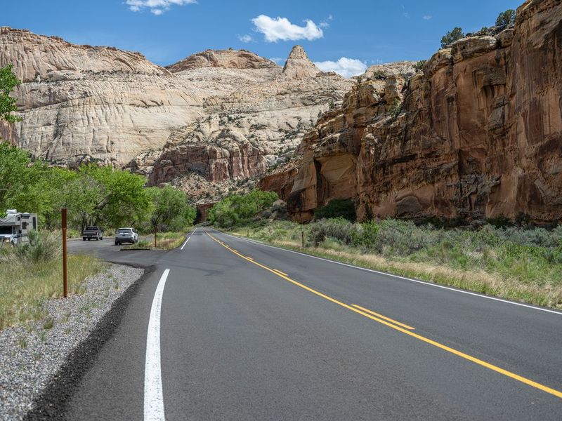 Utah Road: Asphalt Cutting Through the Landscape HDRi Maps and Backplates
