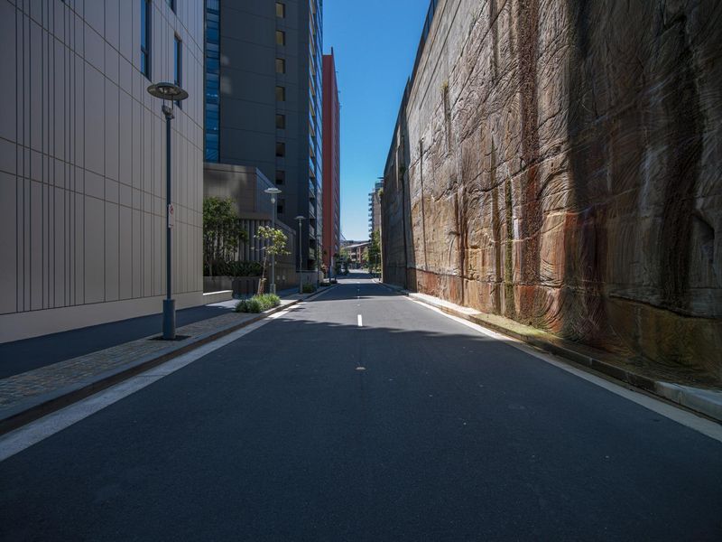 View of a Narrow Street in the City HDRi Maps and Backplates
