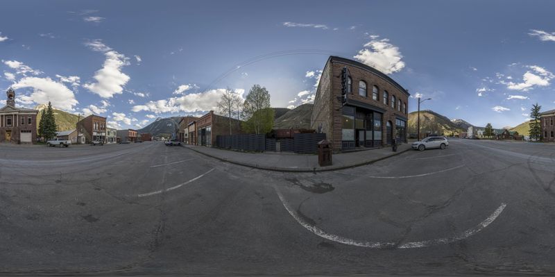 Village of Colorado: Straight Road and Storefronts HDRi Maps and Backplates