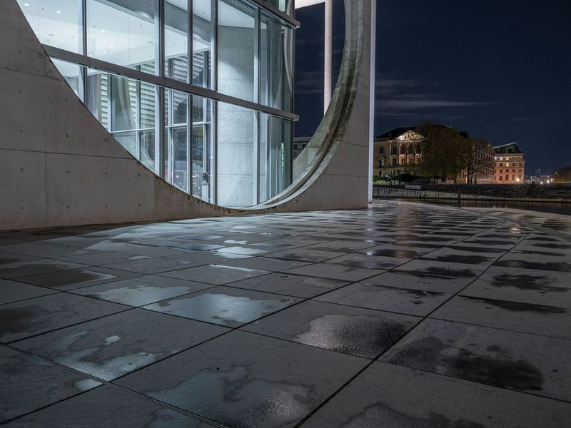 Water Reflections on a Wet Berlin Road HDRi Maps and Backplates