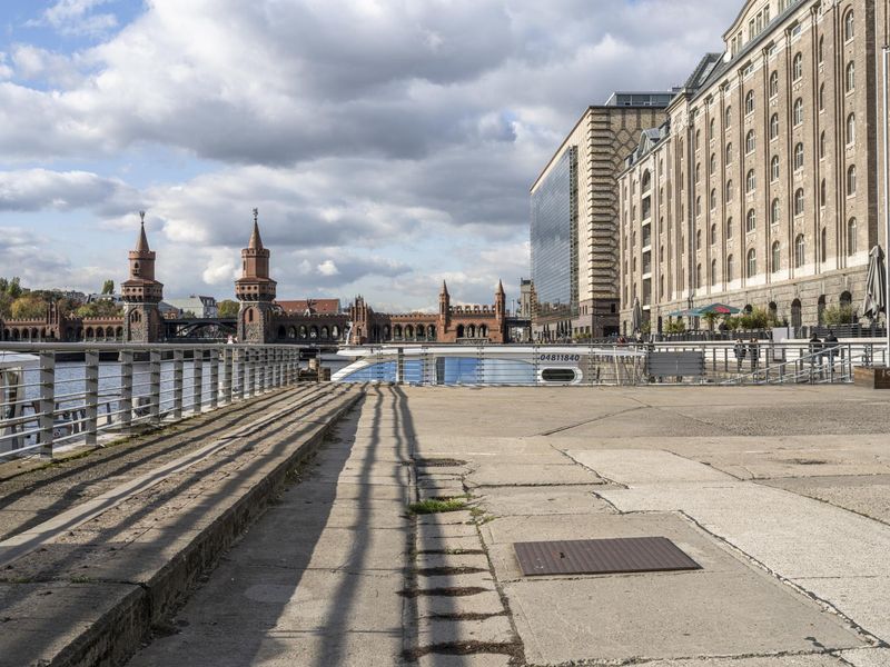 Waterfront Pier in Berlin: Alongside the River HDRi Maps and Backplates