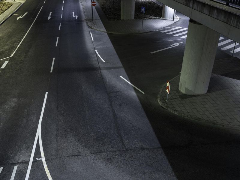 Well-Lit Asphalt Road with Road Surface Markings HDRi Maps and Backplates