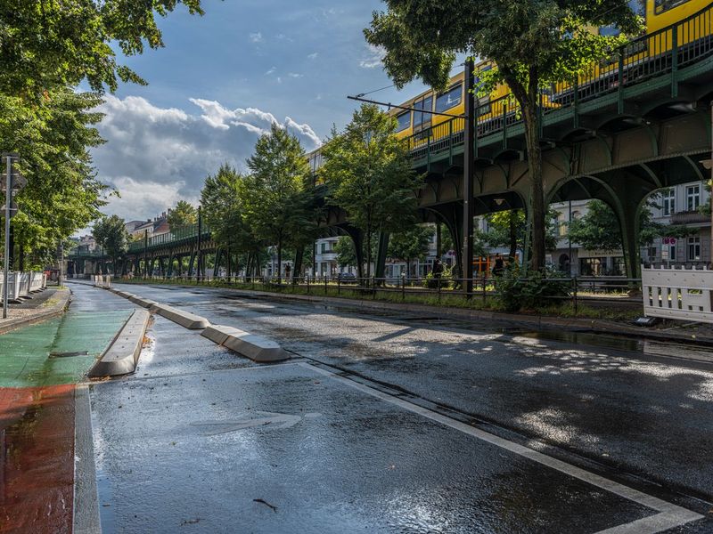 Wet Asphalt Roads in Berlin City Life HDRi Maps and Backplates
