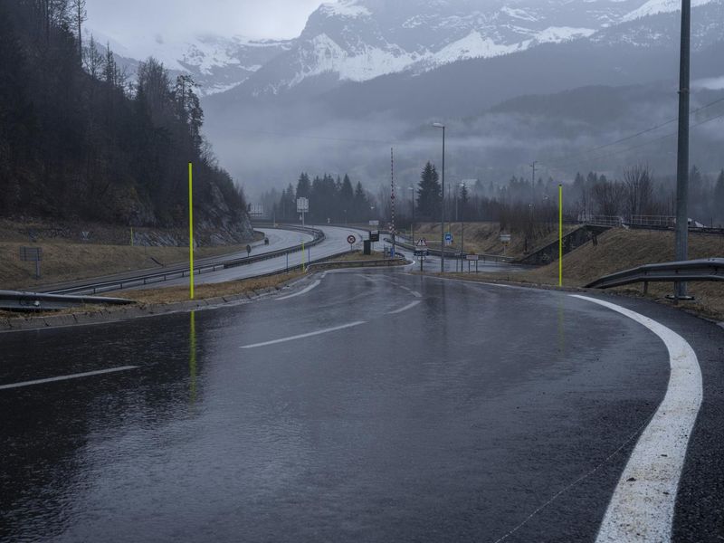 Wet Road in the French Alps HDRi Maps and Backplates