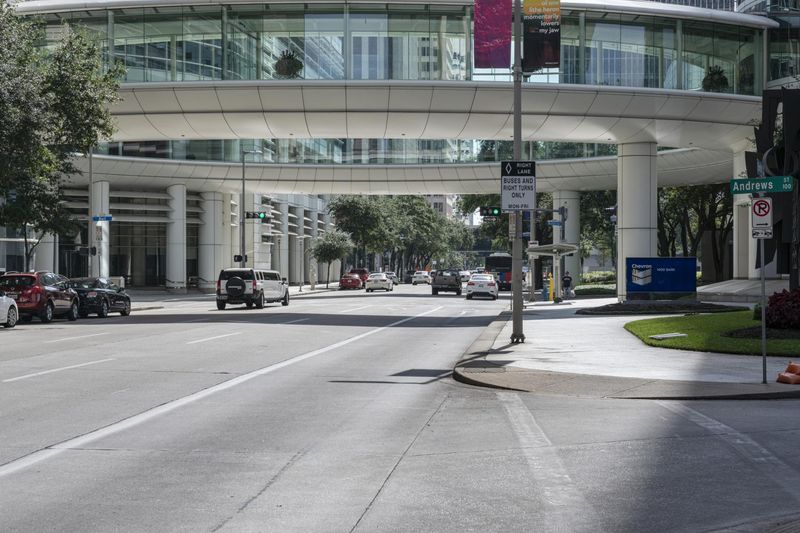 Wide Empty Street with Buildings in Houston, Texas HDRi Maps and Backplates