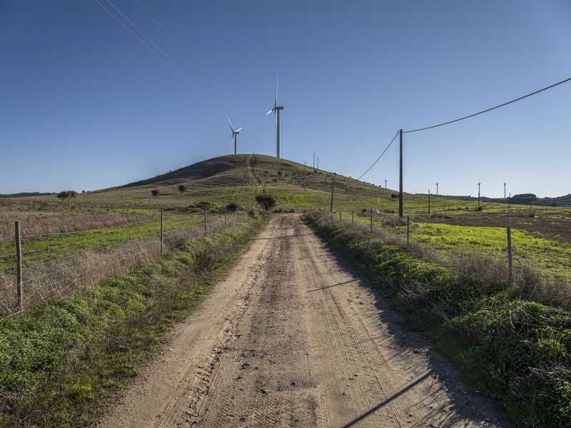 Wind Turbines on Hill in Rural Portugal HDRi Maps and Backplates
