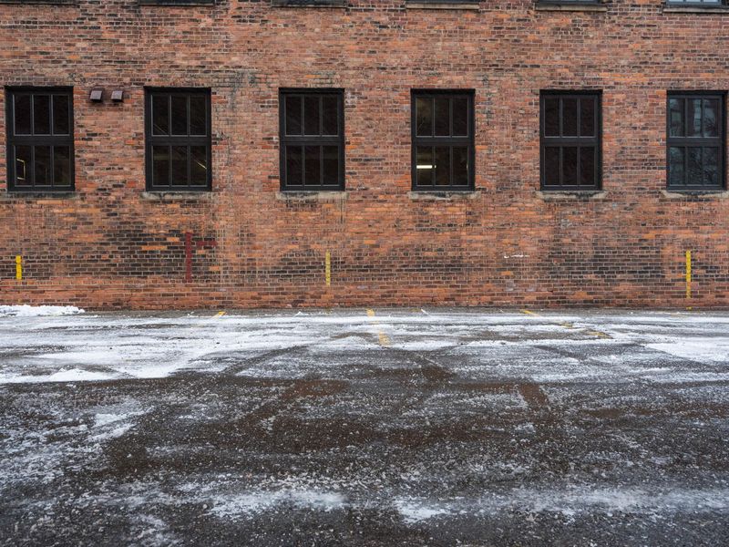 Winter in Detroit: Old Red Brick Building in the City