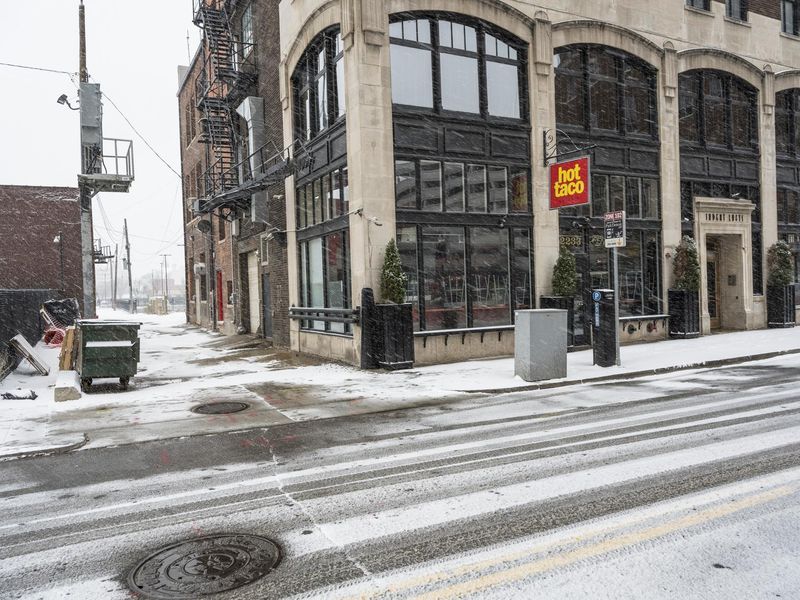 Winter in Downtown Detroit, USA - Classic Architecture and Cloudy Sky ...