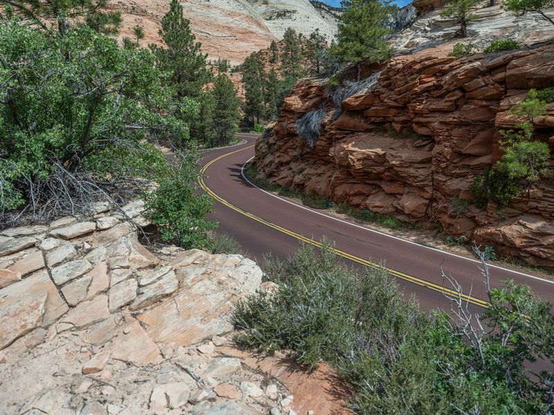 Road in Zion National Park: Exploring the Mountainous Landscape HDRi ...
